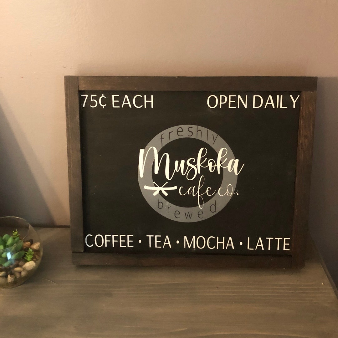 Muskoka Cafe Sign | Farmhouse Cafe Wood Sign | Rustic Sign | Kitchen ...