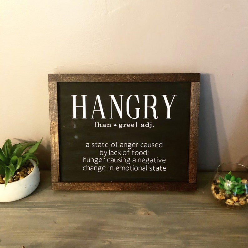 Hangry Sign | Farmhouse Cafe Wood Sign | Rustic Sign | Kitchen Sign ...