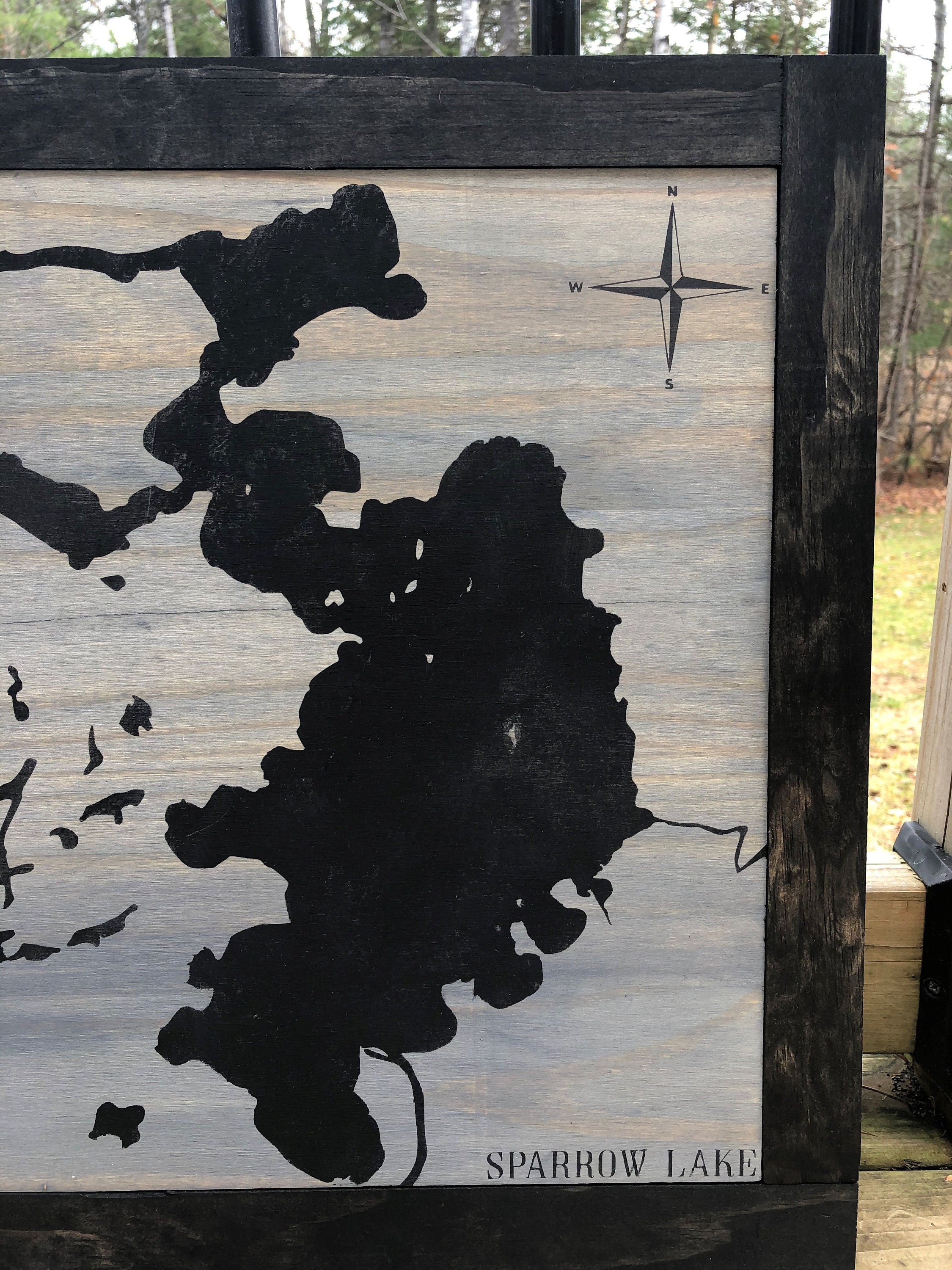 Sparrow Lake Map Lake Sign Farmhouse Wood Sign Rustic Sign Cottage Sign ...