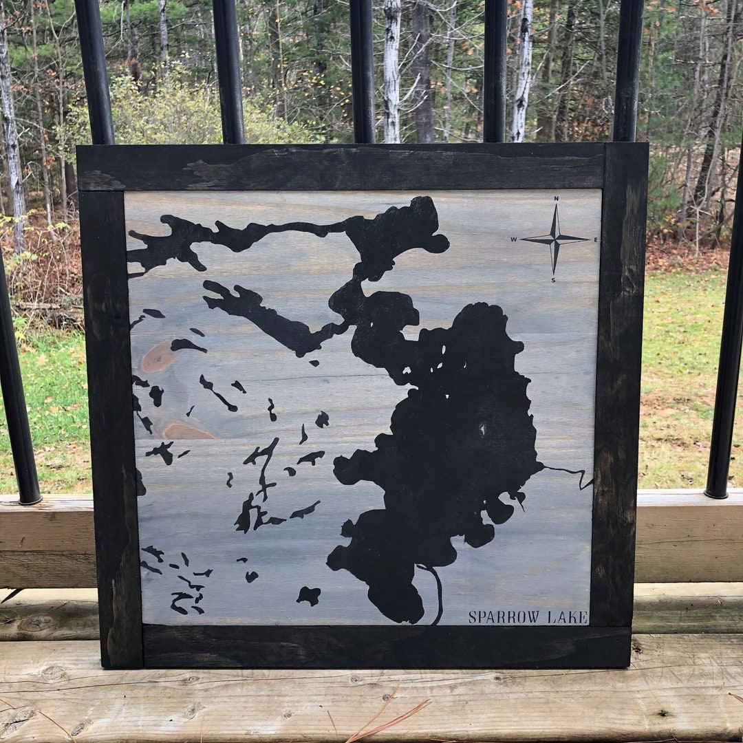 Sparrow Lake Map | Lake Sign | Farmhouse Wood Sign | Rustic Sign ...