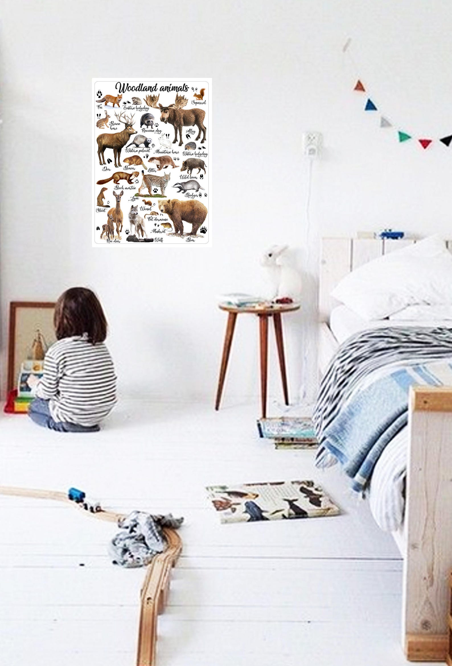 Montessori Educational Art Woodland Animals Home Decor Digital - Etsy