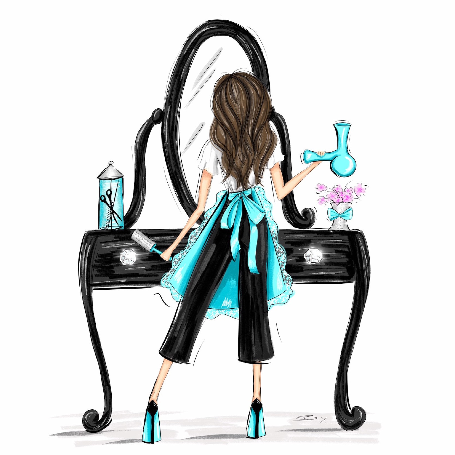 Hair Stylist Salon Wall Art Fashion Illustration Print | Etsy