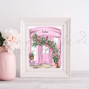 Pink Café Art Print Girly Illustration Wall Decor | Etsy