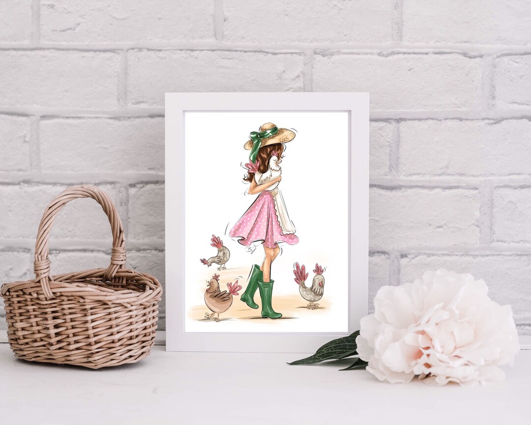 Whimsical Farmhouse Art Print, Country Chic Wall Decor, Chicken Coop ...