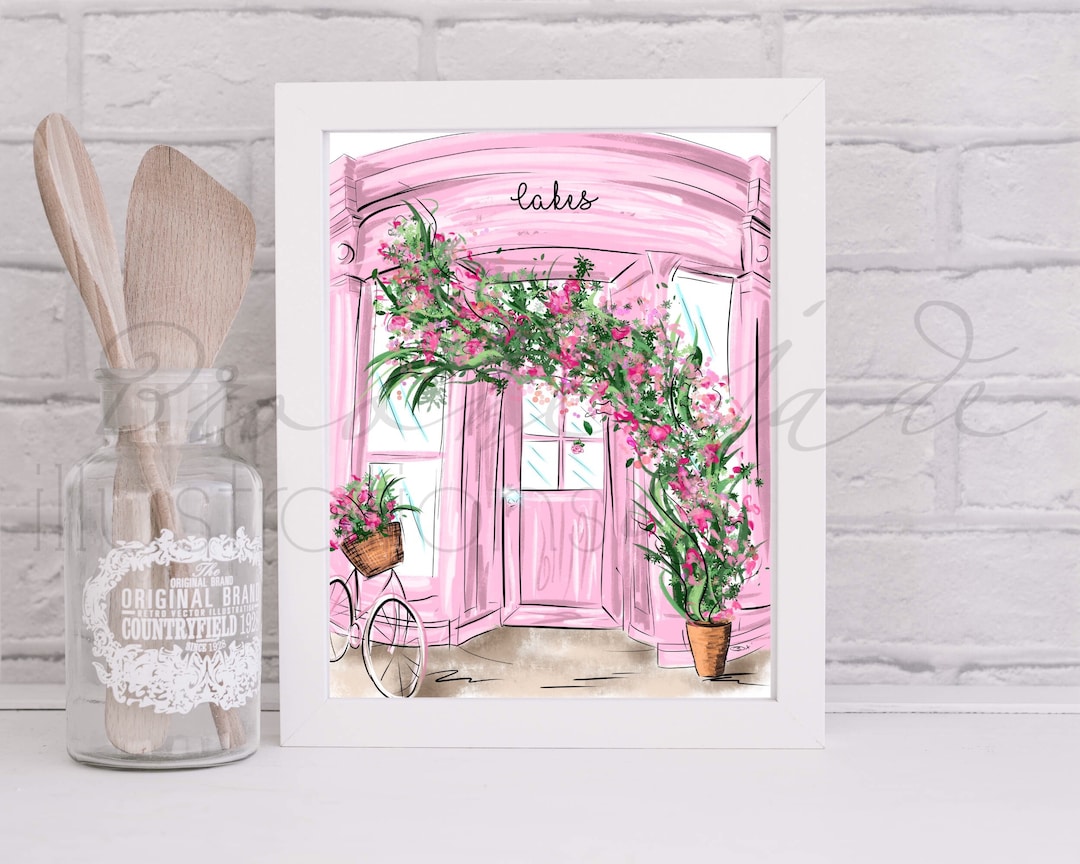 Pink Café Art Print, Girly Illustration, Wall Decor - Etsy