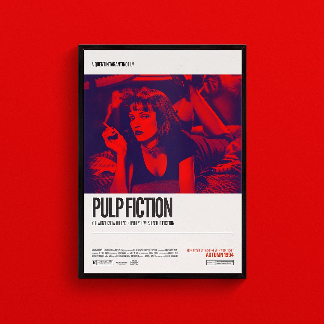Pulp Fiction 1994 Retro Movie Poster Art, Minimalist Design Home Cinema ...