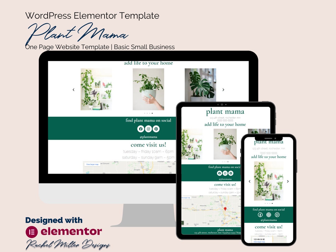 One Page Website Elementor Wordpress Template | Boutique Small Business ...
