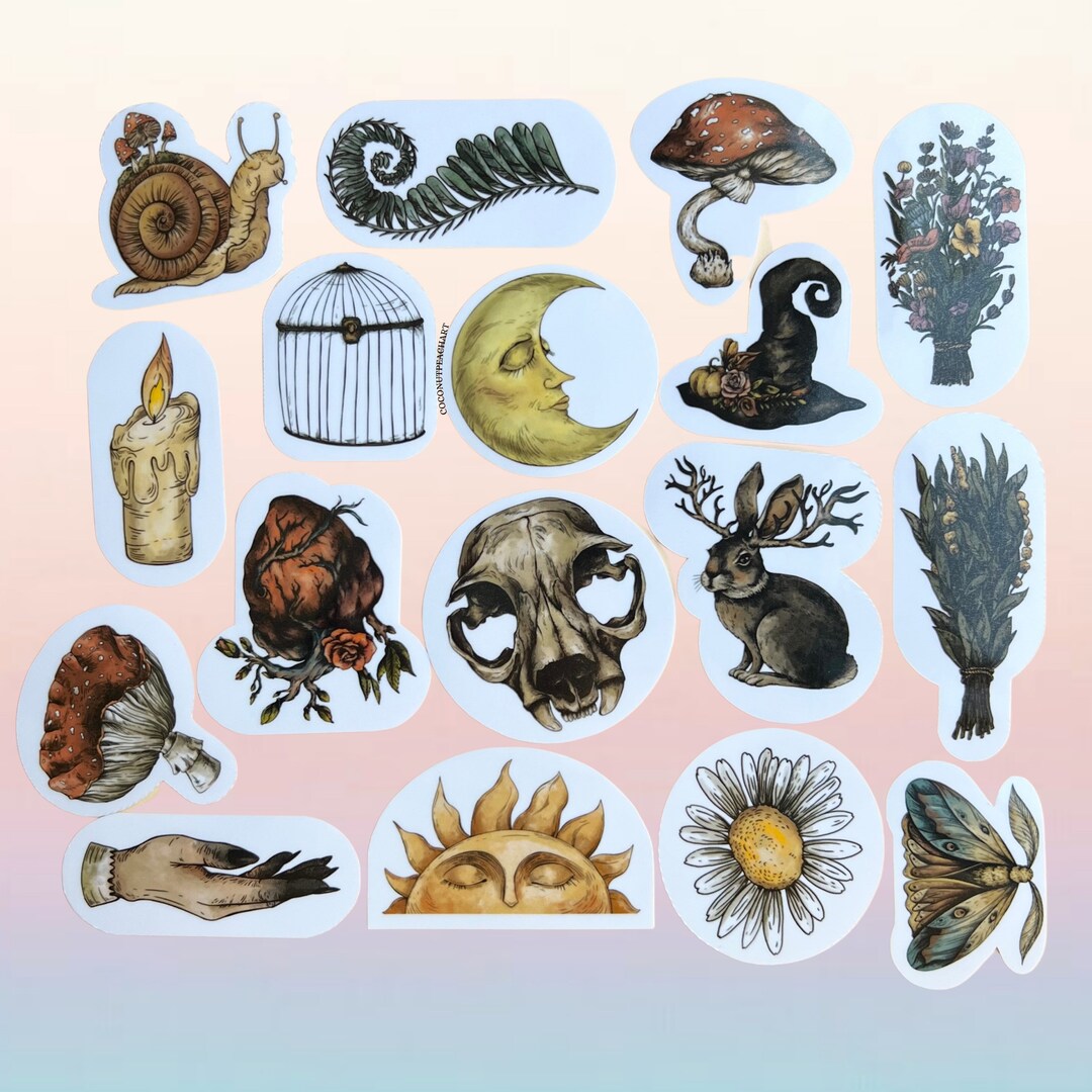 Waterproof Woodsy Aesthetic Witch Sticker Pack Journals Witchy - Etsy