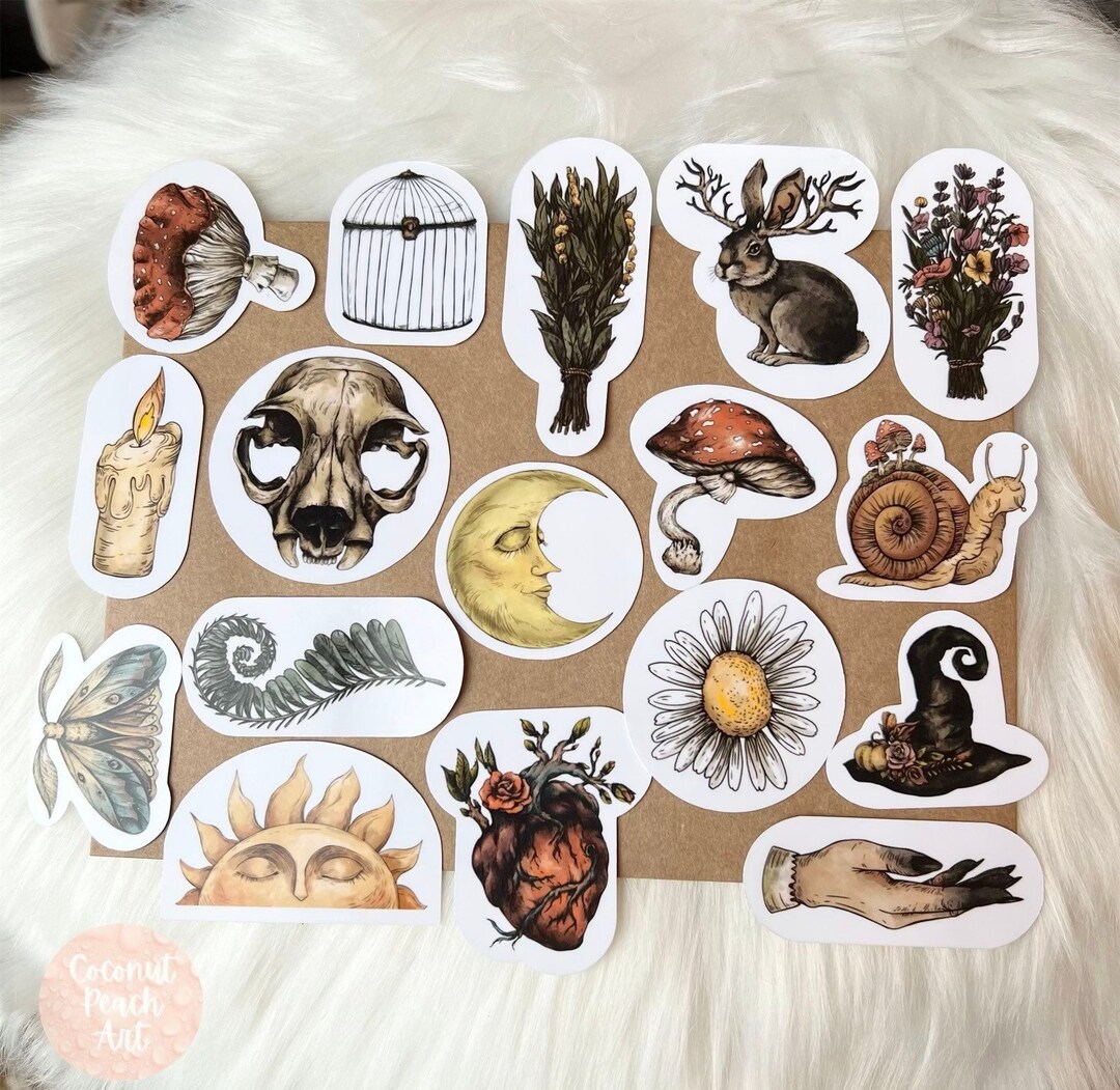 Waterproof Woodsy Aesthetic Witch Sticker Pack Journals Witchy - Etsy