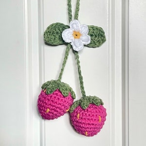 CROCHET PATTERN ONLY Crochet Strawberry Car Interior Rearview Mirror ...