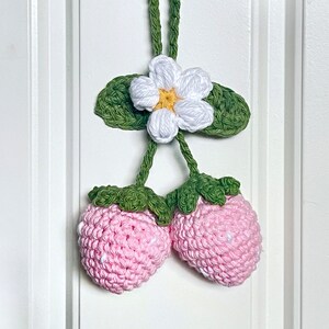 CROCHET PATTERN ONLY Crochet Strawberry Car Interior Rearview Mirror ...