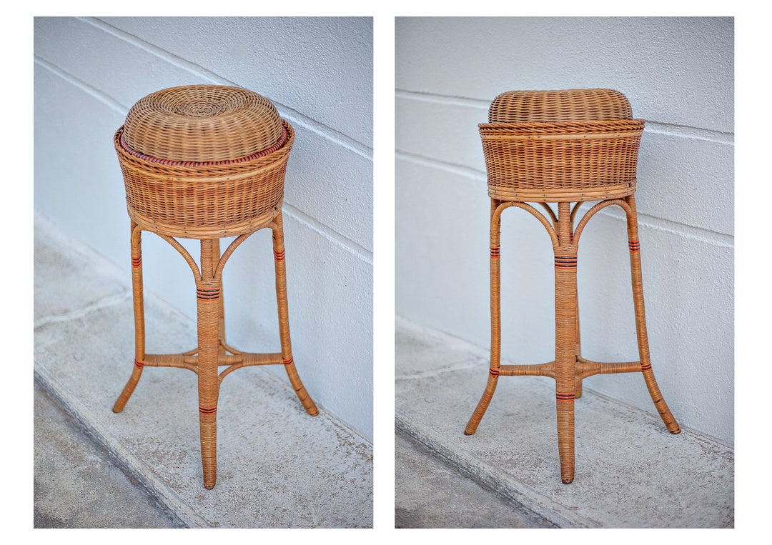Rattan and Scoubidou Son Worker, Rattan Seamstress, Wicker, Standing ...