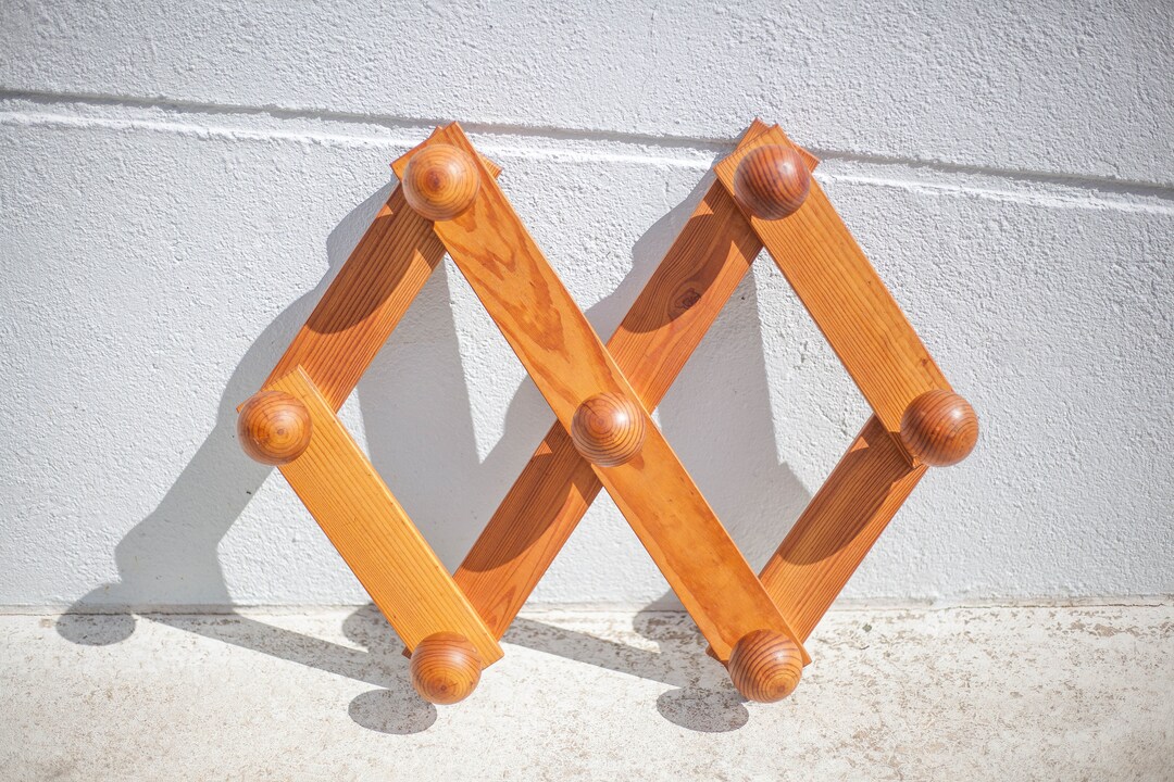 Wooden Ball Coat Rack, Vintage Folding Coat Rack, Wall-mounted Coat ...