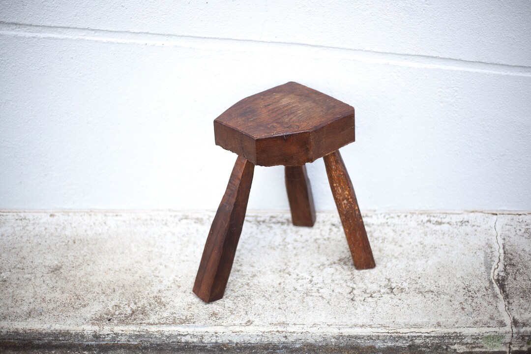 Vintage Stool, Wooden Stool, Tripod Stool, Plant Holder, Interior ...