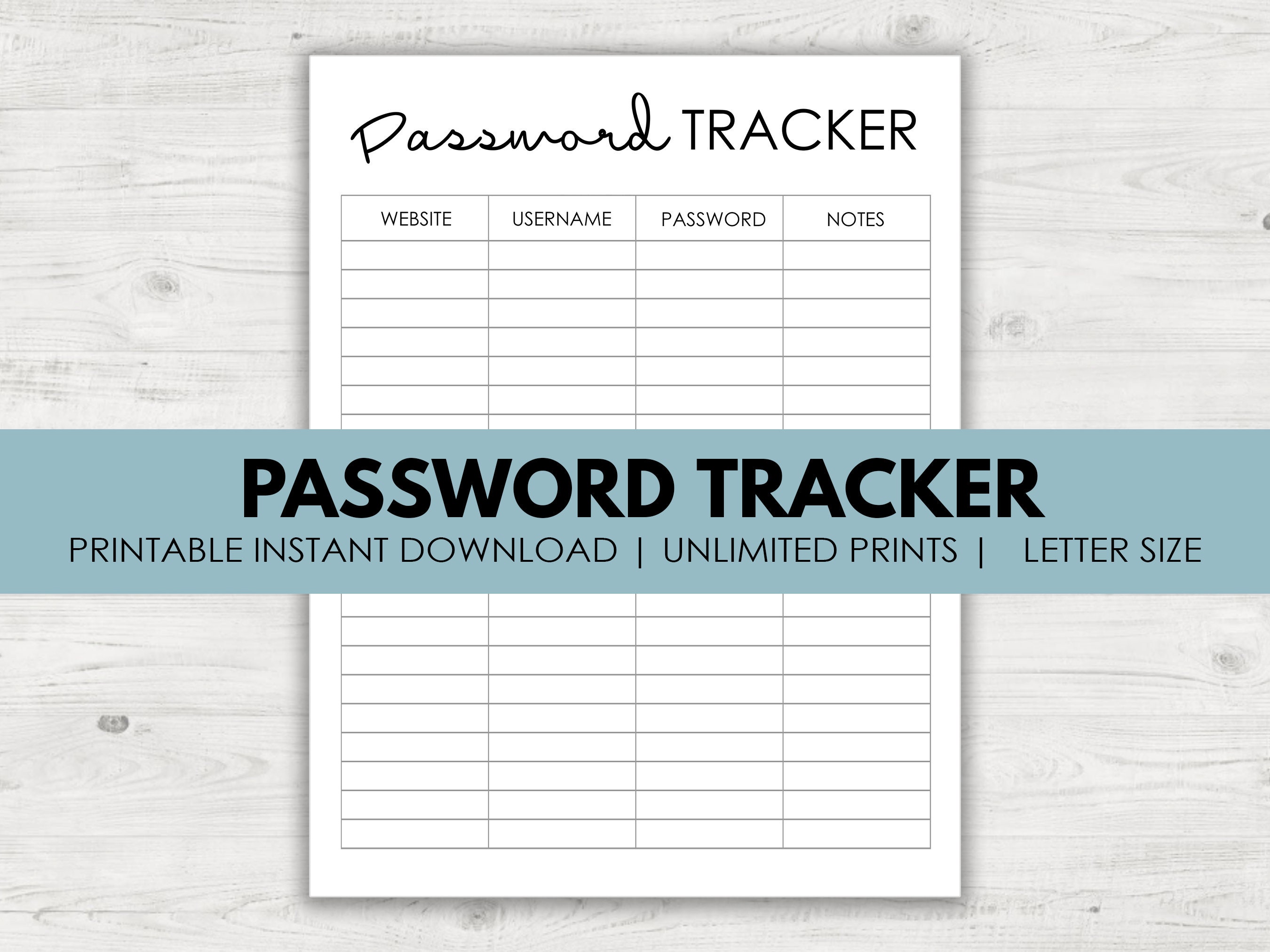 Password Tracker Website Username and Password Tracker Login Tracker ...