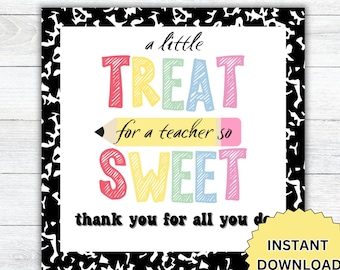 Teacher Sweet Treat Tag, Teacher Appreciation Tag, Teacher Thank You ...