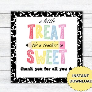 Teacher Sweet Treat Gift Tag, Teacher Appreciation, Baked Snack Teacher ...