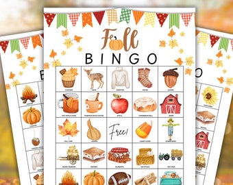 30 Halloween Bingo Games, Autumn Bingo Game Activity, Fall Games ...
