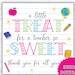 Teacher Sweet Treat Gift Tag, Teacher Appreciation, Baked Snack Teacher ...
