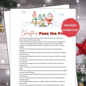 Christmas Pass the Prize Game, Christmas Game Printable, Family ...