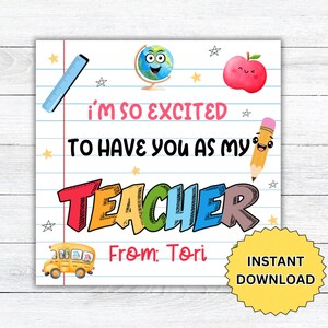 First Day of School Teacher Gift Tag From Student, Teacher Appreciation ...