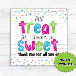 Teacher Sweet Treat Gift Tag, Teacher Appreciation, Baked Snack Teacher ...
