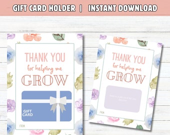 Teacher Appreciation Printable Gift Card Holder, Teacher Gift Card ...