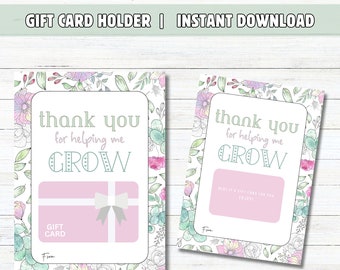 Teacher Appreciation Printable Gift Card Holder, Teacher Gift Card ...