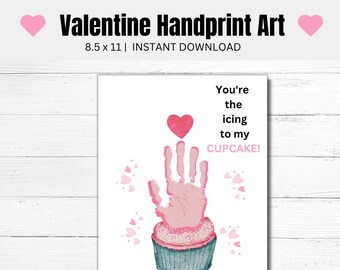 Valentine Handprint Craft ART Printable, Valentine Preschool Art ...