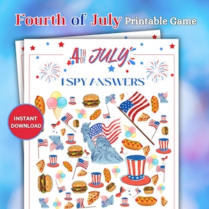 Fourth of July I Spy (find the Object) Game, Printable Family Game ...