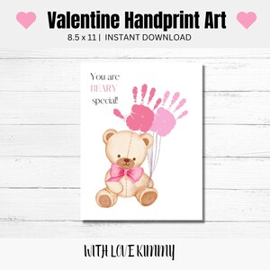 Valentine Handprint Craft ART Printable, Valentine Preschool Art ...