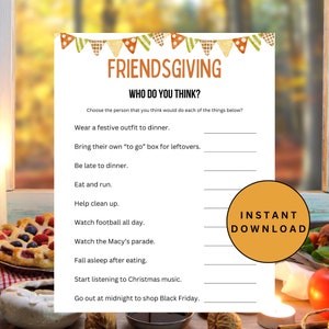 Friendsgiving Game, Friendsgiving Who Do You Think Game, Thanksgiving ...