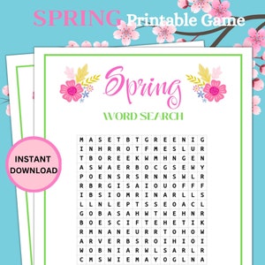 Printable SPRING Game, Spring Party Game and Activity, Kids Party Games ...