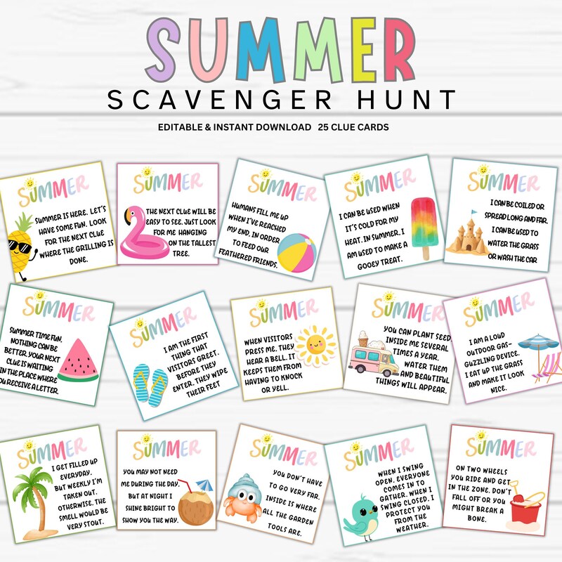 Outdoor Treasure Hunt Clues - Etsy