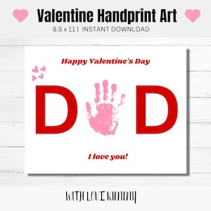 Valentine Handprint Craft ART Printable, Valentine Preschool Art ...