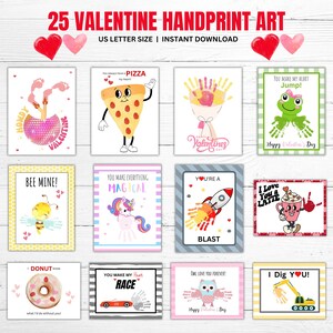 Valentine Handprint Craft Printable Bundle, Valentine Preschool Craft ...