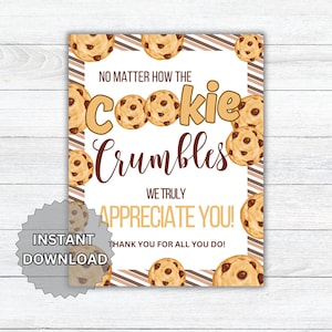 Cookie Appreciation Sign, Baked Goods Staff Employees Office Faculty ...