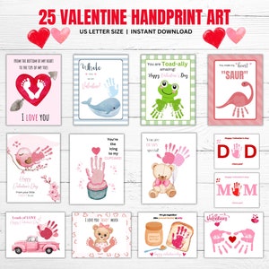 Valentine Handprint Craft Printable Bundle, Valentine Preschool Craft ...