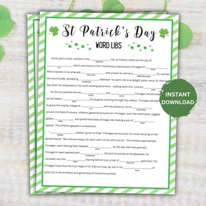 Printable St Patrick's Day Word Libs Game, St Paddy's Day Game Activity ...