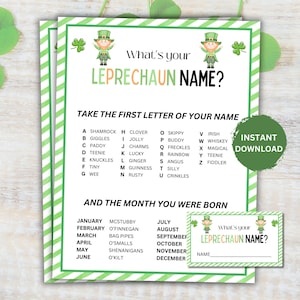 Printable St Patrick's Day Leprechaun Name Game, St Paddy's Day Game ...