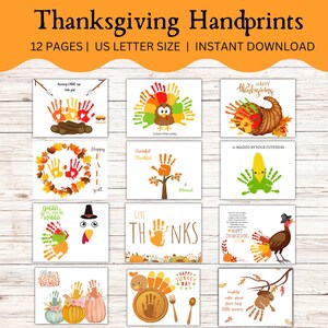Thanksgiving Handprint Craft Printable Bundle, Thanksgiving Preschool ...