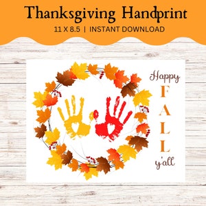 Thanksgiving Handprint Craft Printable, Thanksgiving Preschool Craft ...