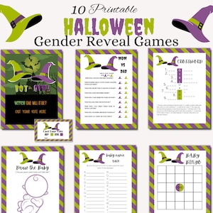 Halloween Themed Printable Gender Reveal Game Bundle is Perfect for ...