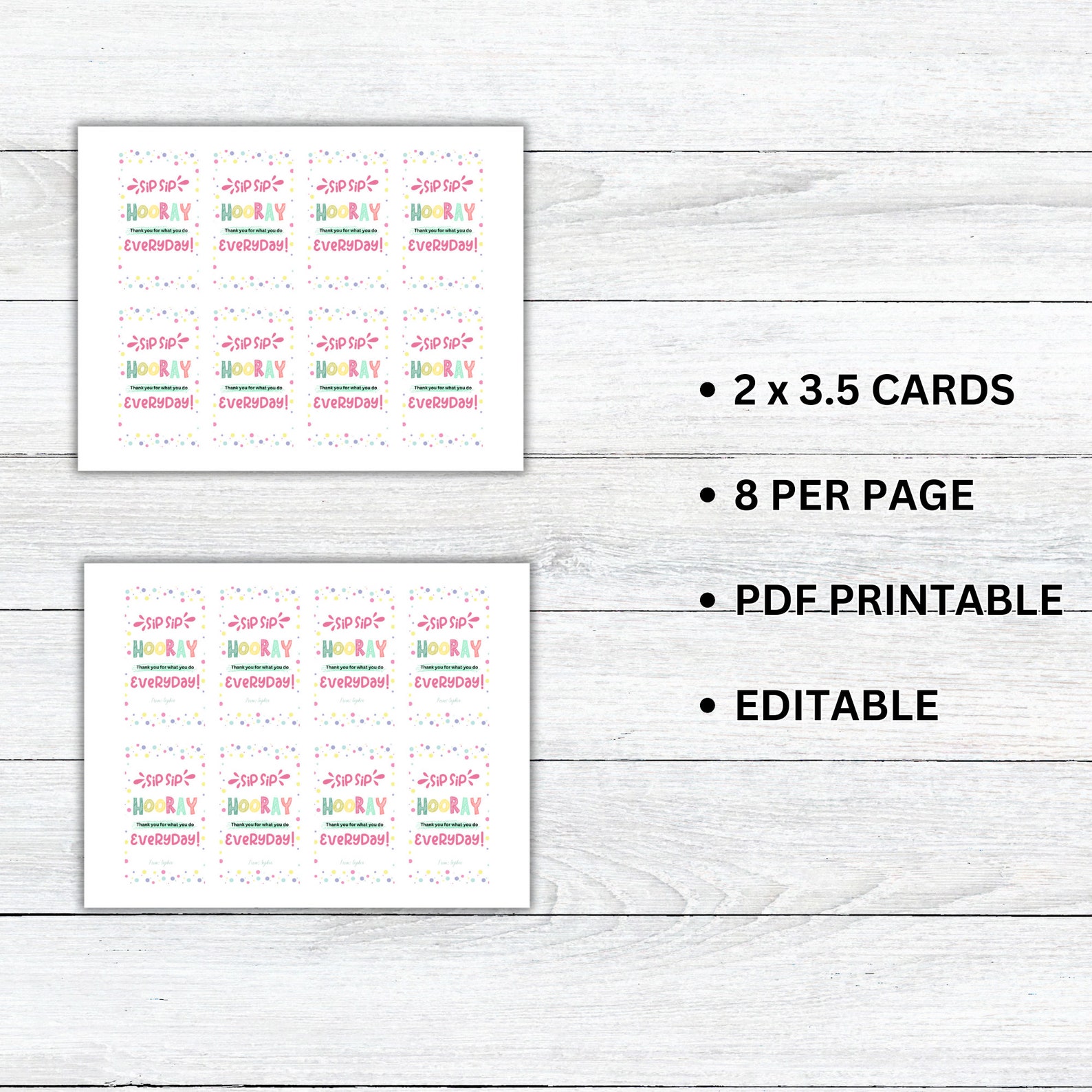 Editable SIP SIP Hooray Teacher Gift Tag, Teacher Appreciation Week ...