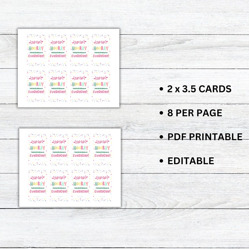 Editable SIP SIP Hooray Teacher Gift Tag, Teacher Appreciation Week ...