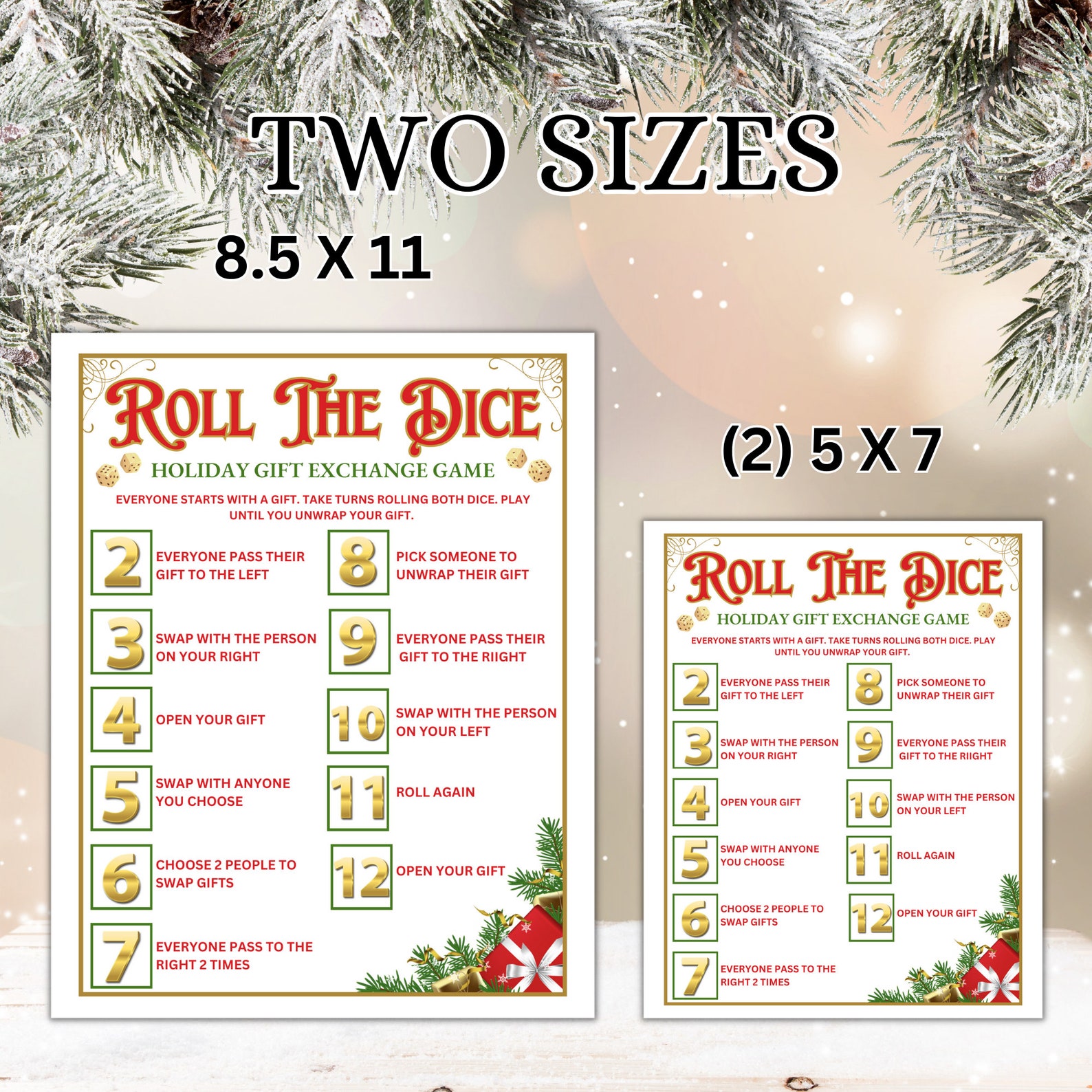 Roll the Dice Holiday Gift Exchange Game, Holiday Fun Gift Swap ...