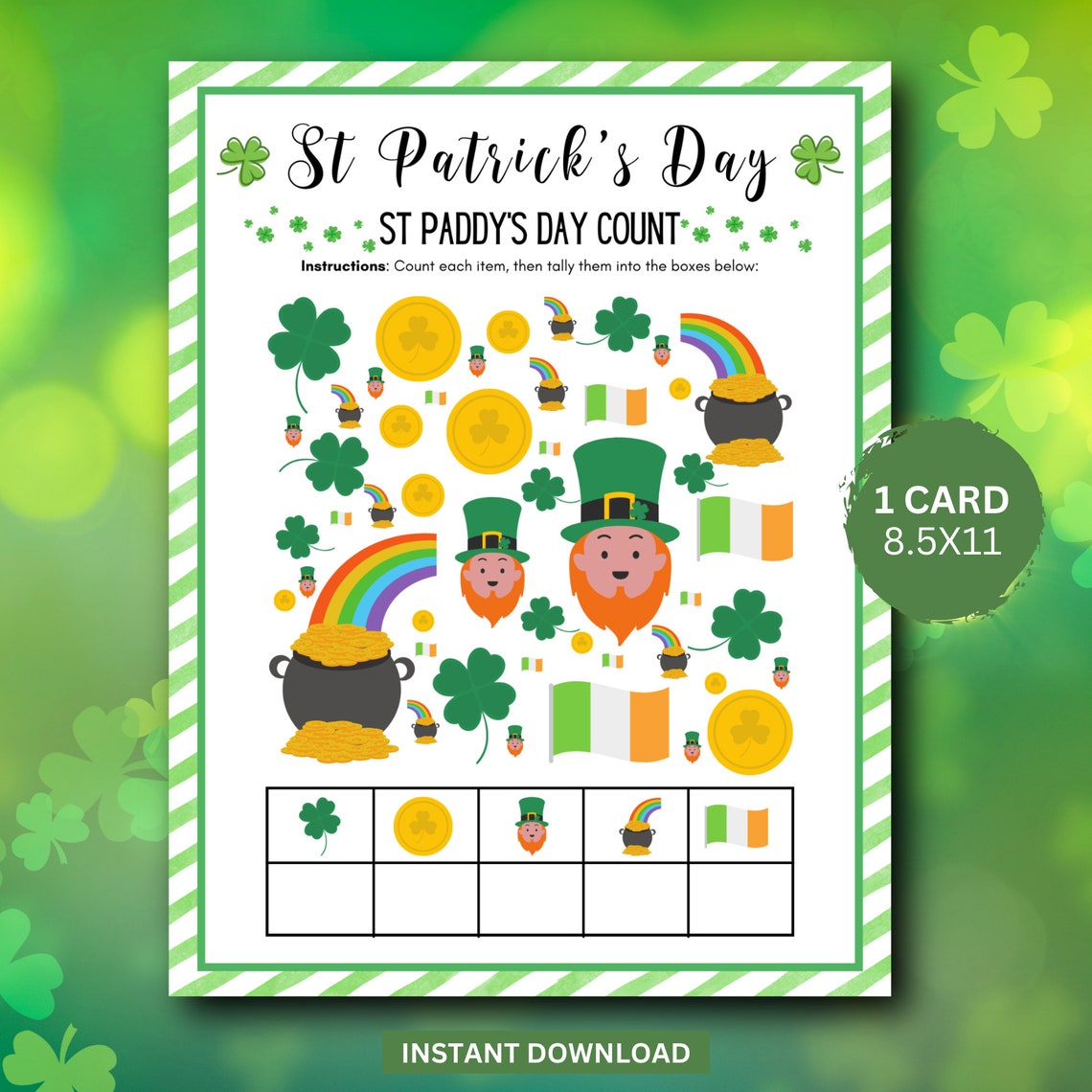 Printable St Patrick's Day St Paddy's Day Count Game, St Paddy's Day ...