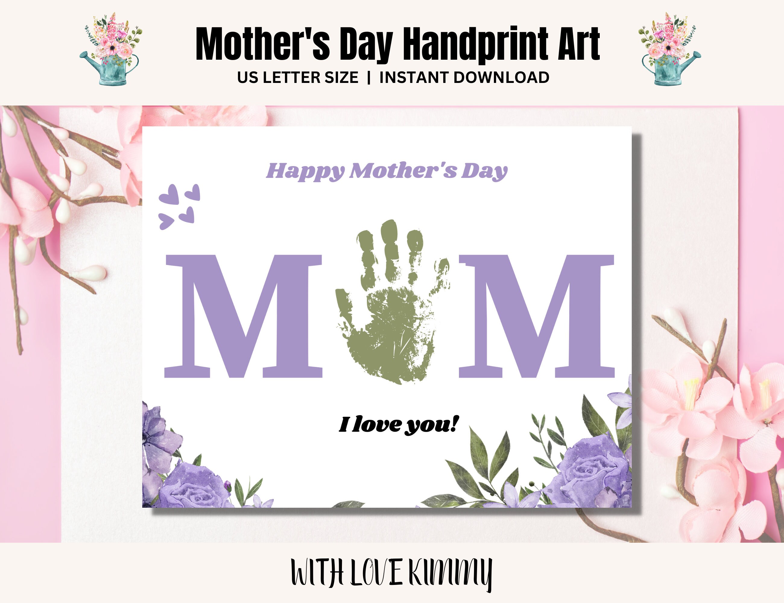 Mother's Day Handprint Activity, Mother's Day Printable, Happy Mother's ...