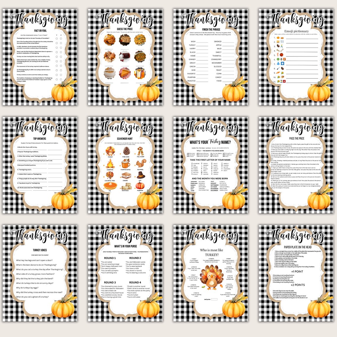 Thanksgiving Game Bundle Thanksgiving Games Thanksgiving - Etsy