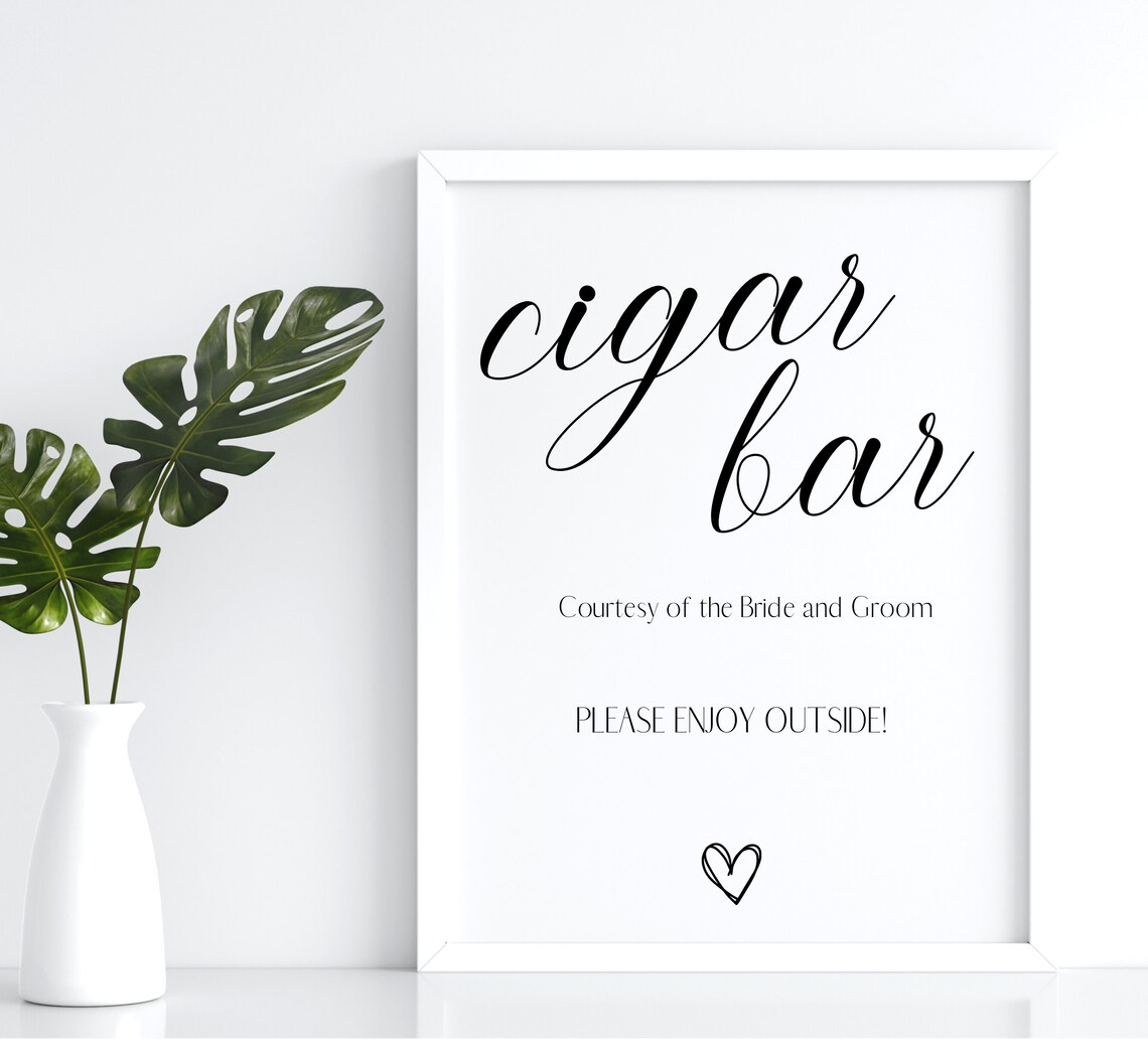 Printable Wedding Cigar Bar Sign | Modern Wedding Signs Template ...